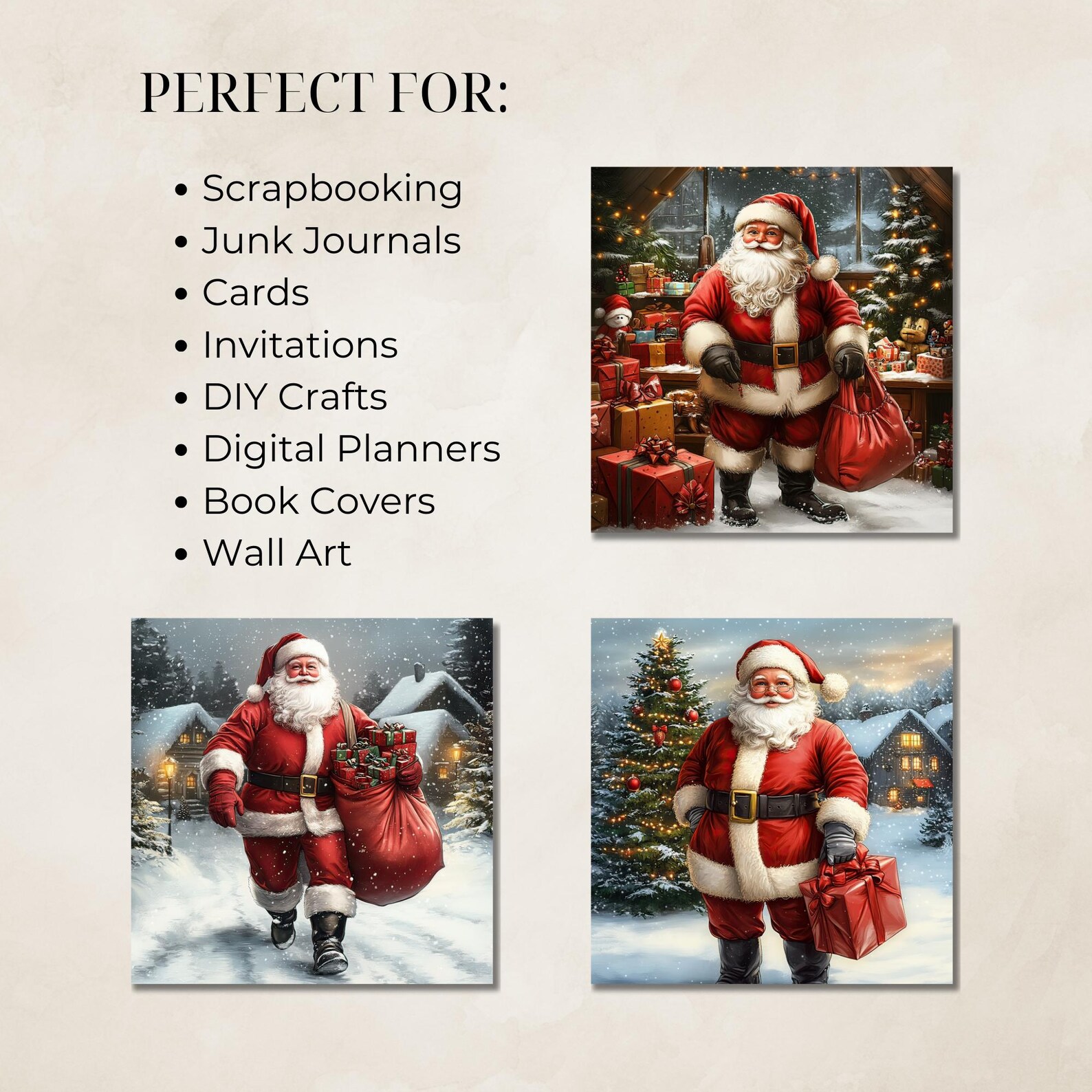 Vintage Santa Clipart | Retro Christmas PNG Bundle (digital Art) - Etsy