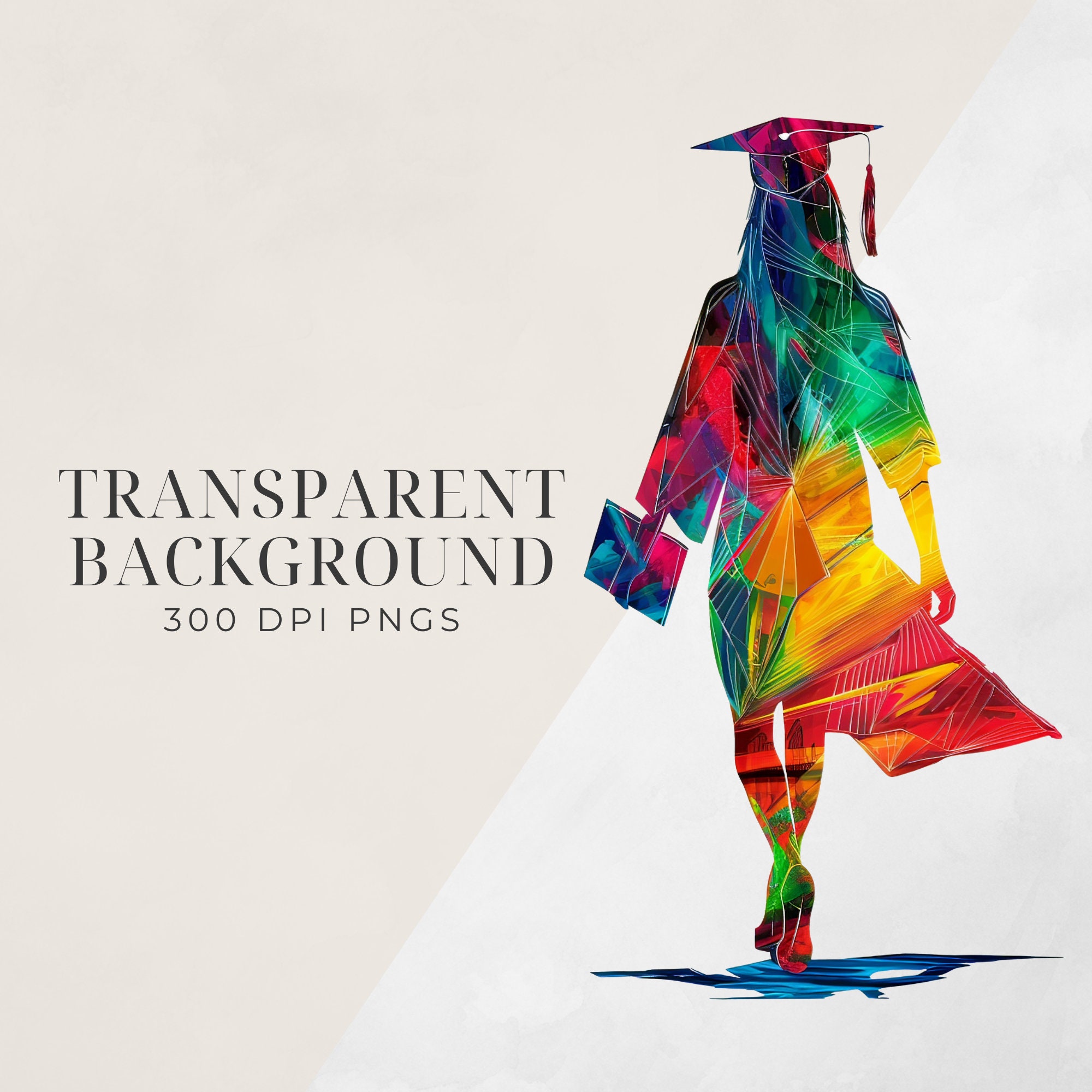 Colorful Graduation Silhouette, Grad Silhouette, Graduation Clipart ...