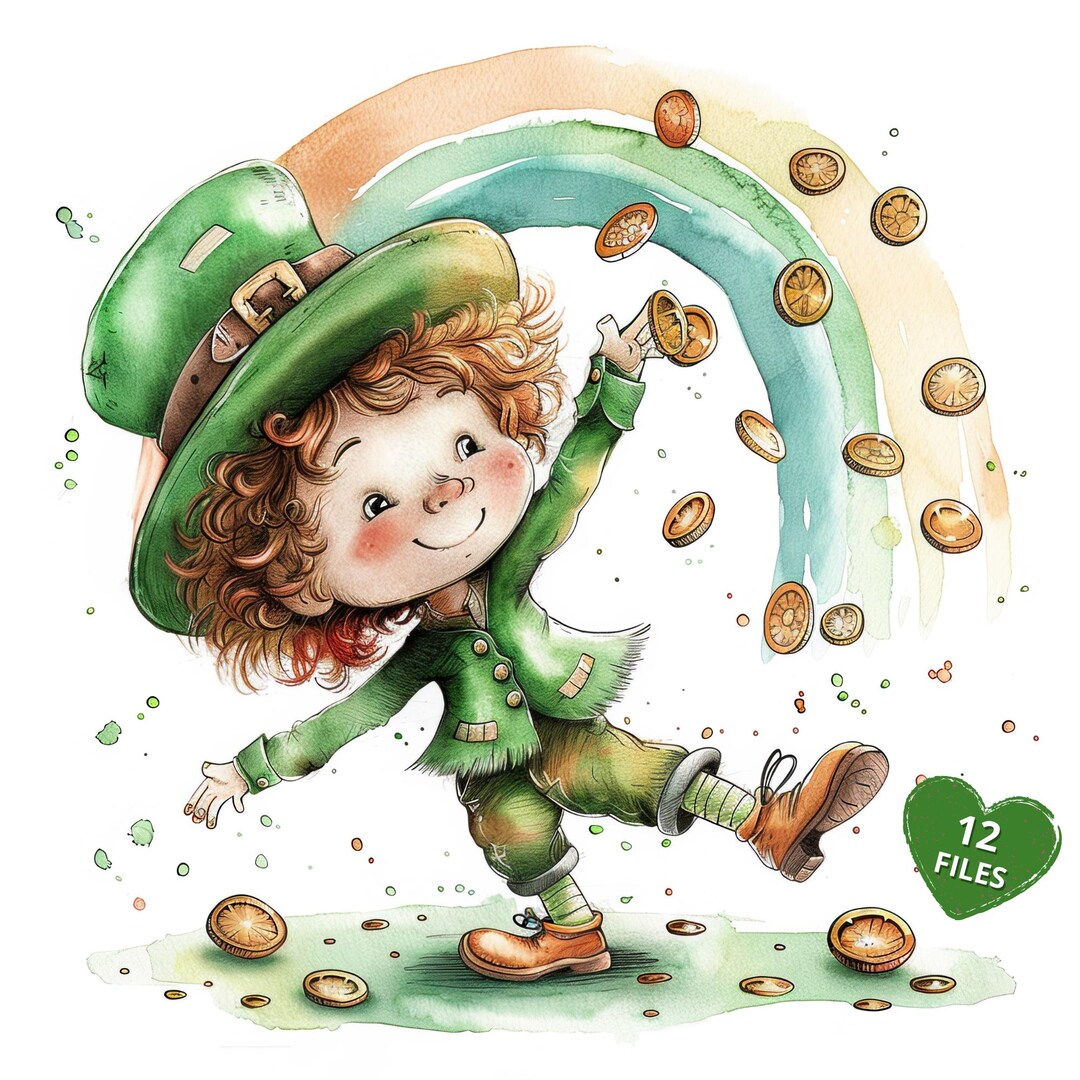 St Patrick’s Day Leprechaun Boys Clipart | Irish Watercolor Kids | DIY ...