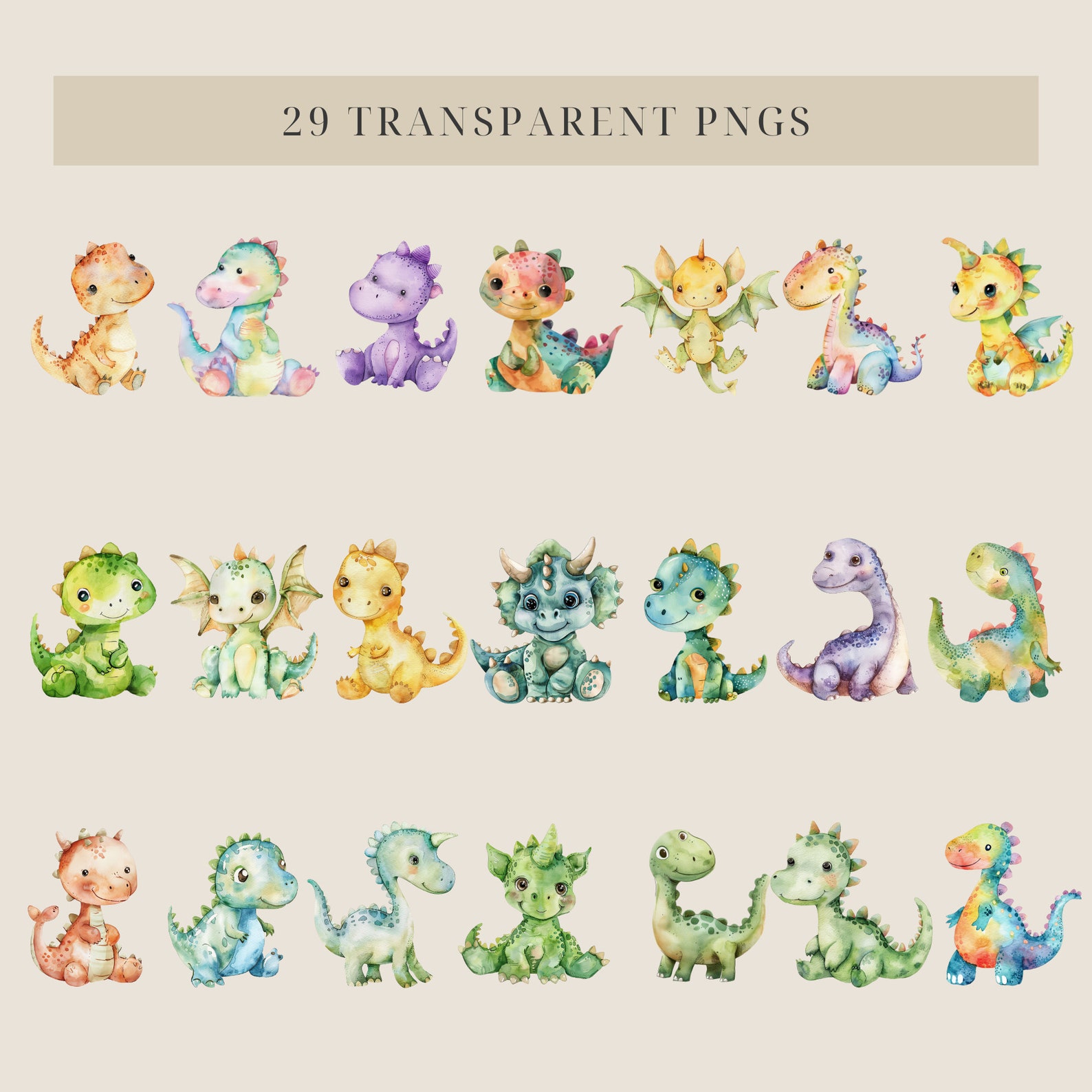 Adorable Dino Clipart Bundle: Perfect for Nursery Decor and DIY ...