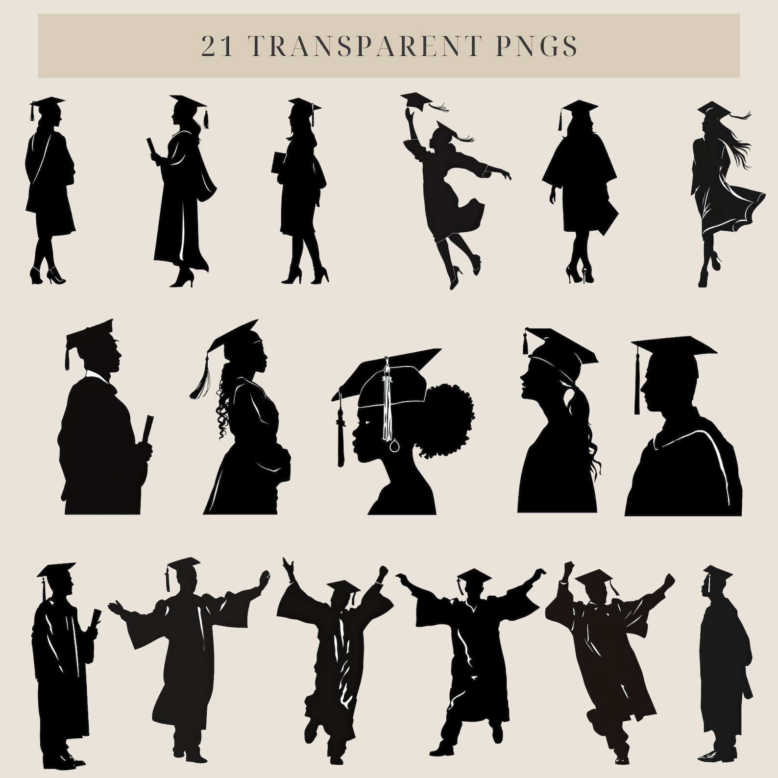 Graduation Silhouette, Grad Silhouette, Graduation Clipart Bundle ...