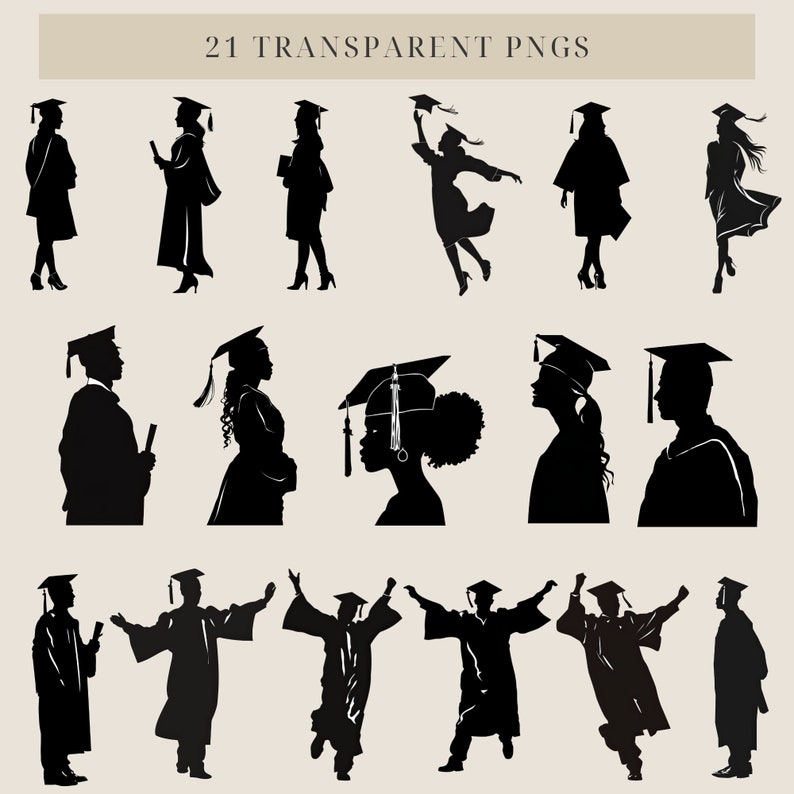 Graduation Silhouette, Grad Silhouette, Graduation Clipart Bundle ...