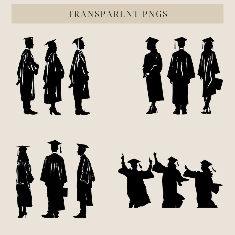 Graduation Silhouette, Grad Silhouette, Graduation Clipart Bundle ...