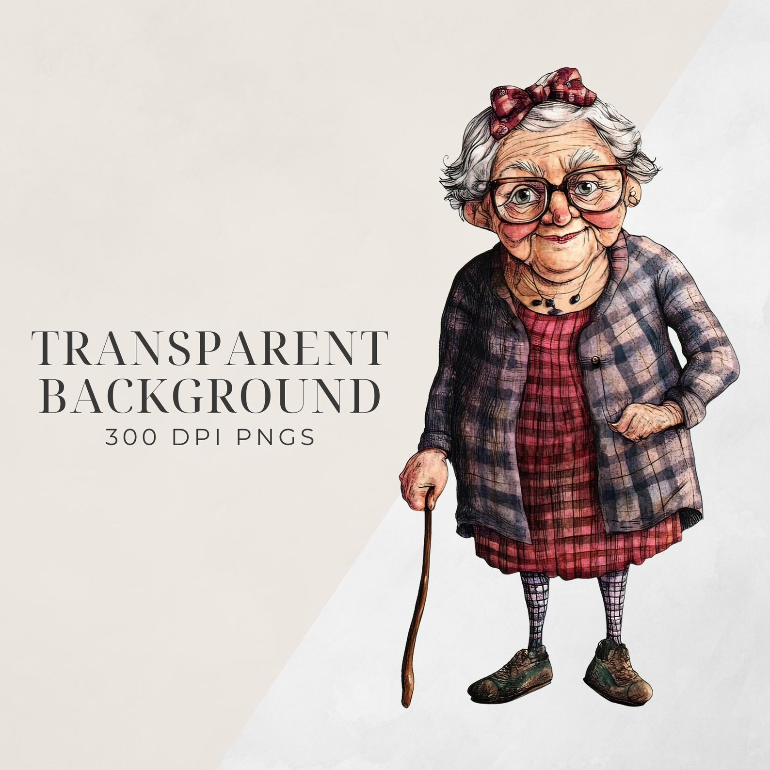 Whimsical Quirky Old Ladies Clipart | Funny Old Lady Graphics | Sassy ...