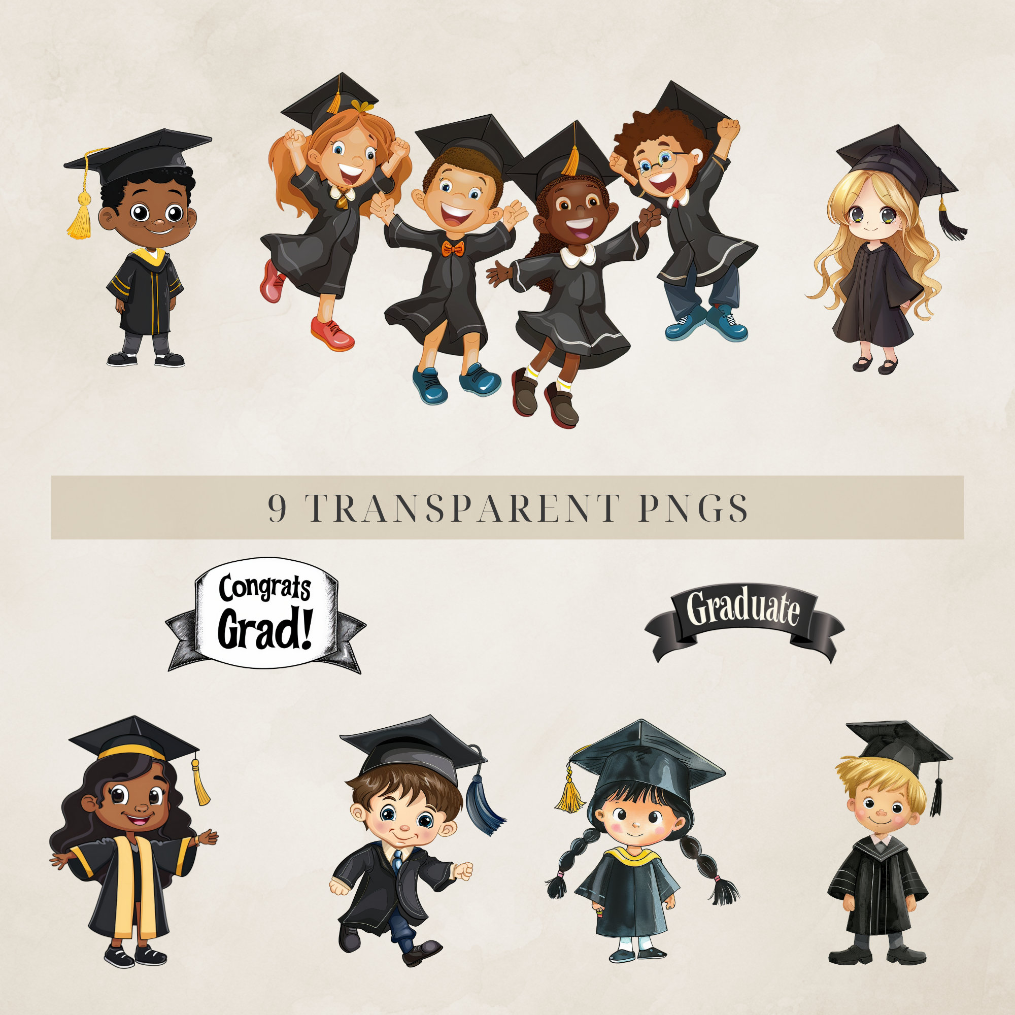Kids Graduation Clipart, Cute Kids Graduation Png, Preschool Graduation ...