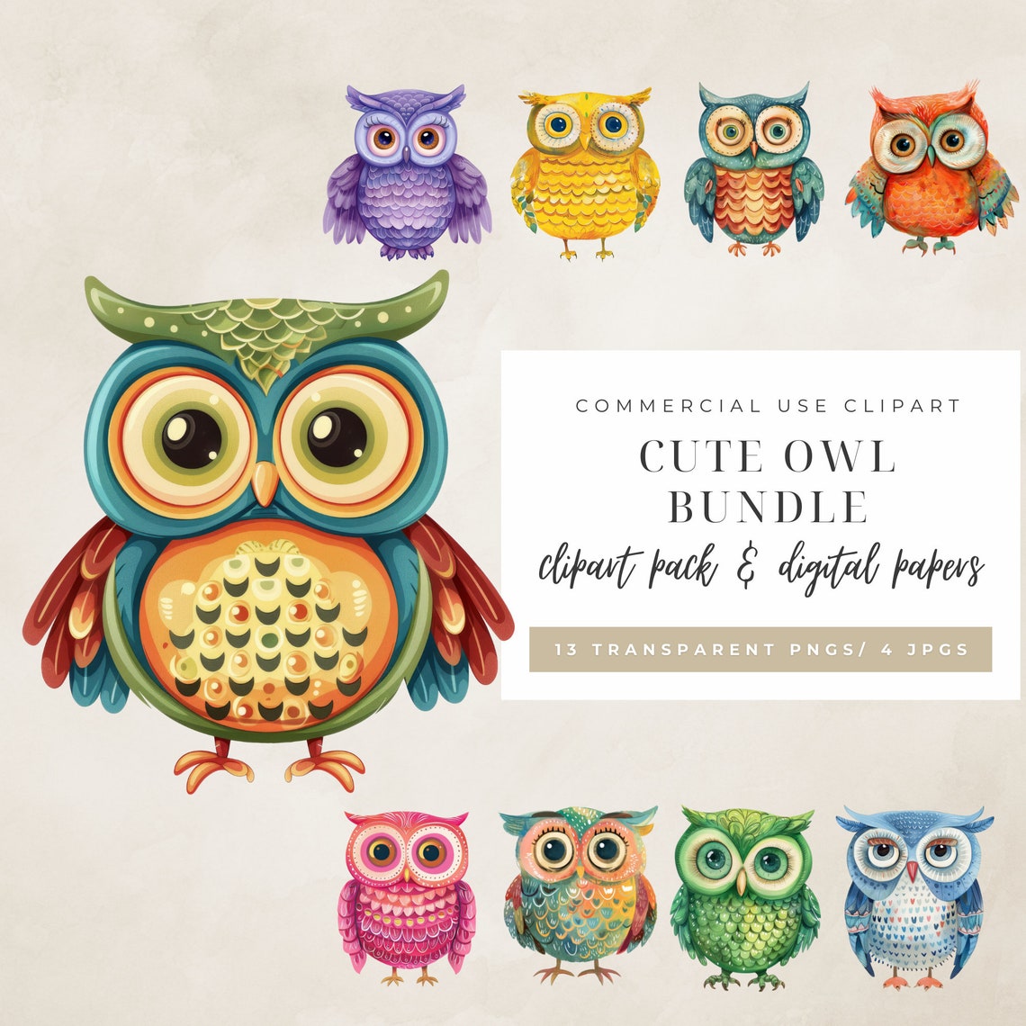 Whimsical Owl Clipart PNG | Cute Owls for Nursery, Scrapbooking & DIY ...