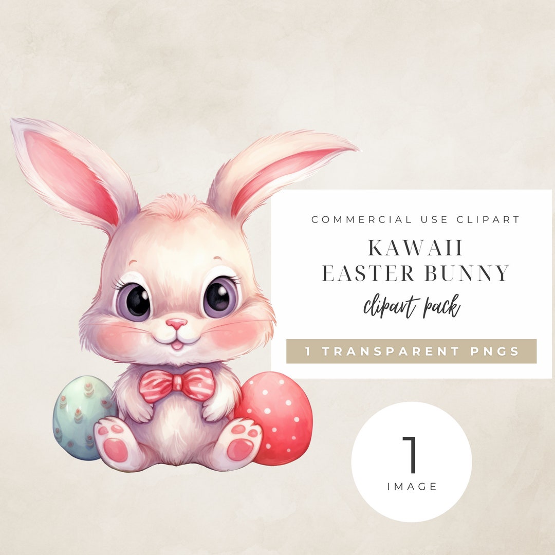 Kawaii Easter Bunny Clipart PNG: Whimsical Bunny Art for Cards ...