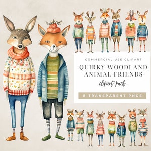 Boho Animal Friends Clipart Collection, Quirky Boho Animals, Adorable ...