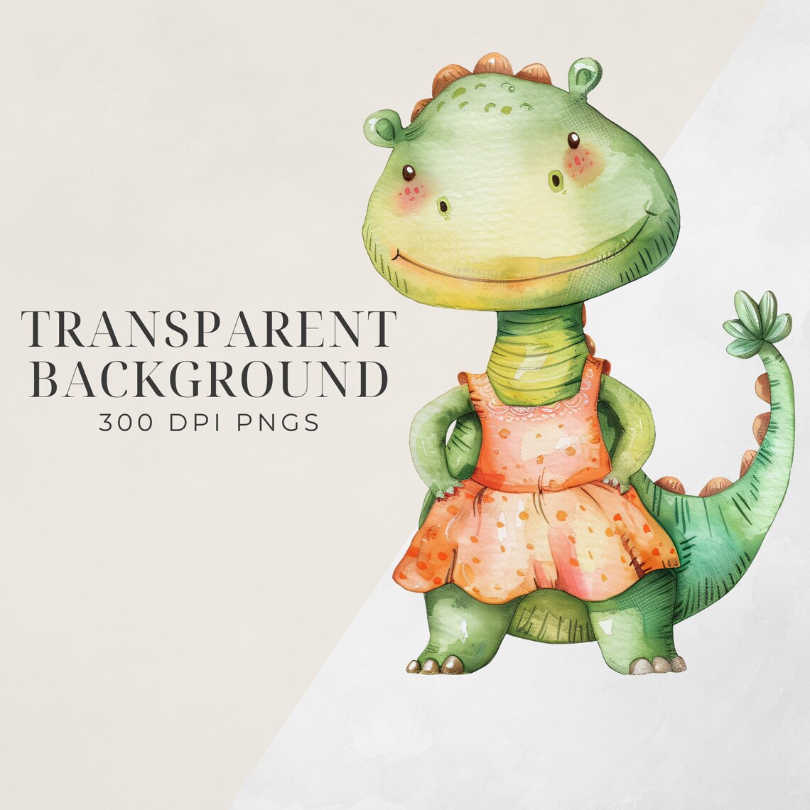 Whimsical Baby Dino Watercolor Clipart Bundle - Girl Dinos, Dinosaur ...
