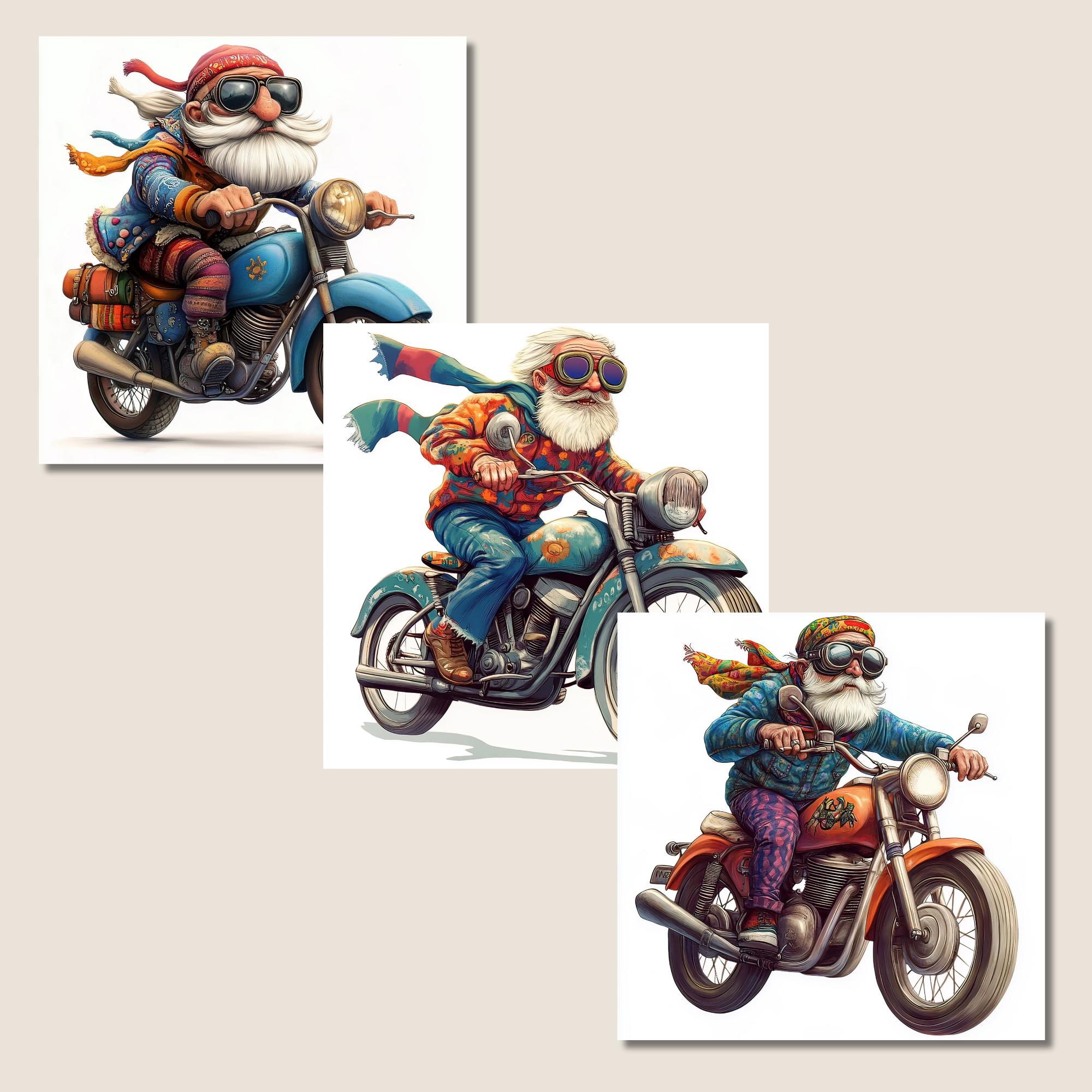 Funny Old Man Motorcycle Clipart | Quirky Biker PNG for Cards ...