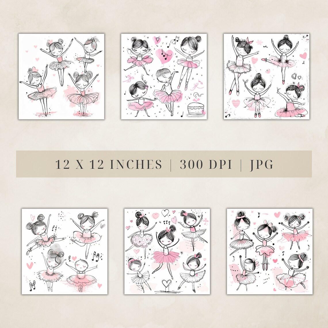 Ballerina Digital Paper Pack, Ballerina Scrapbooking Paper, Ballerina ...