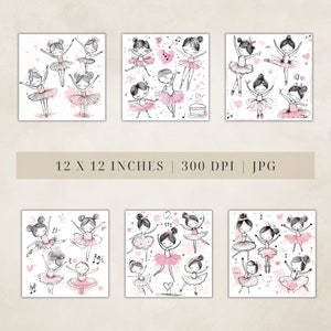 Ballerina Digital Paper Pack, Ballerina Scrapbooking Paper, Ballerina ...