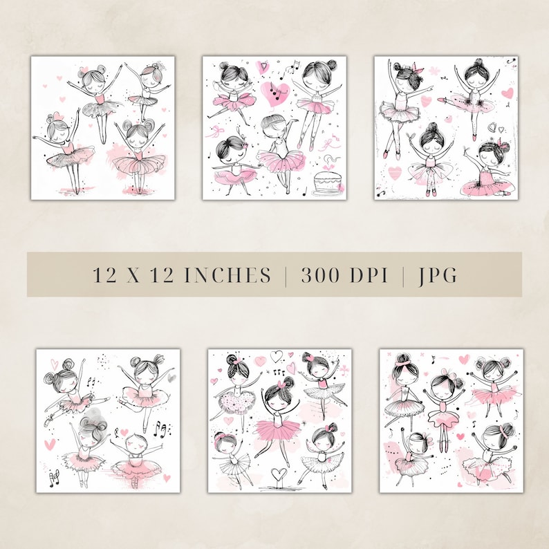 Ballerina Digital Paper Pack, Ballerina Scrapbooking Paper, Ballerina ...