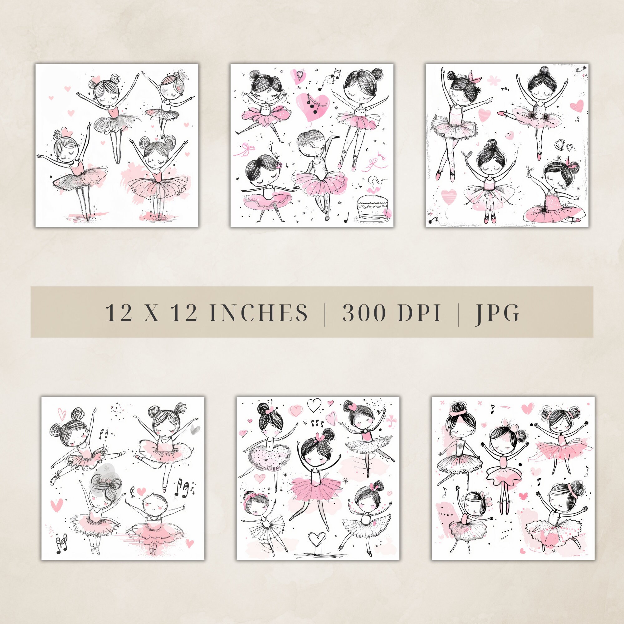 Ballerina Digital Paper Pack, Ballerina Scrapbooking Paper, Ballerina ...