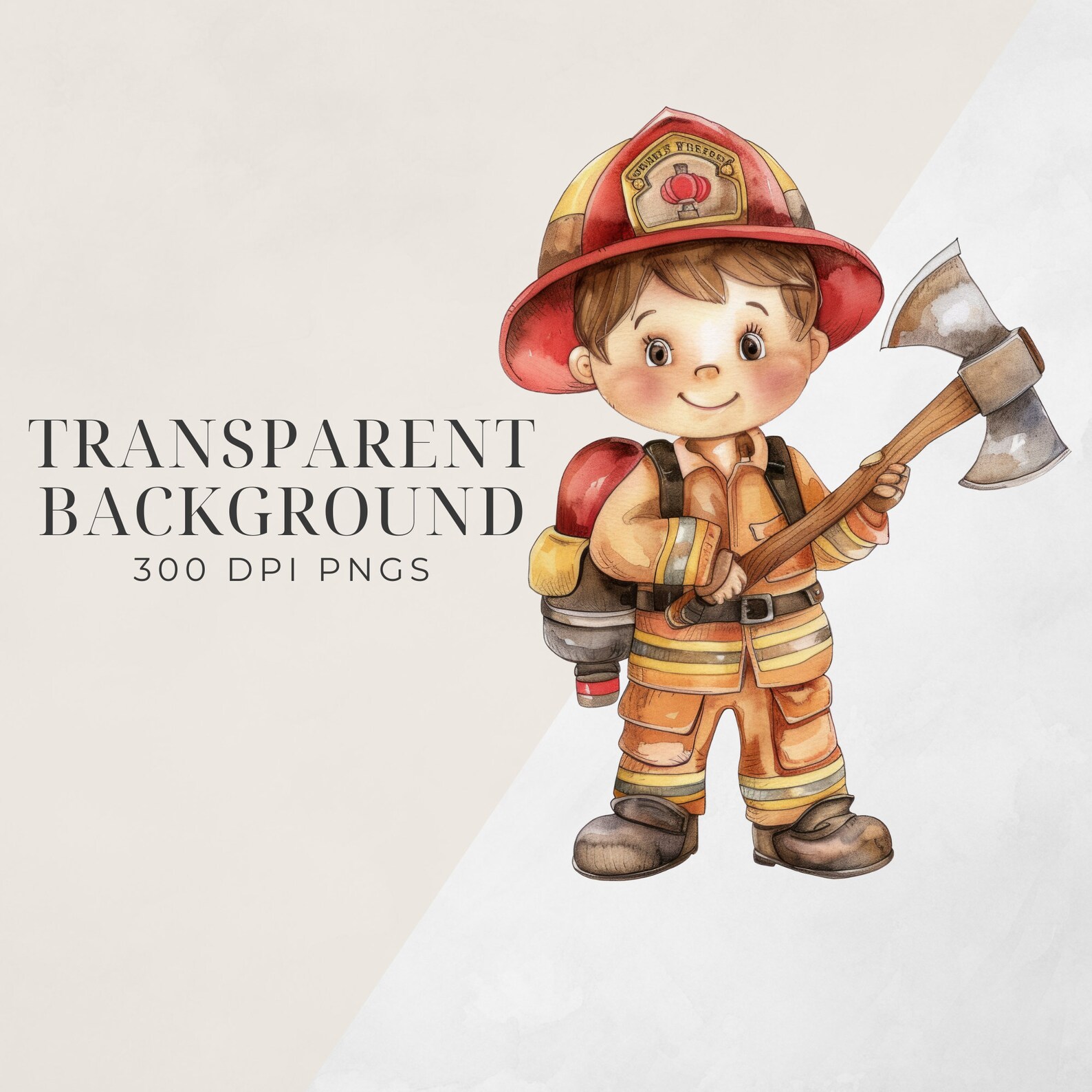 Whimsical Firefighter Clipart Collection for Your Nursery Decor ...