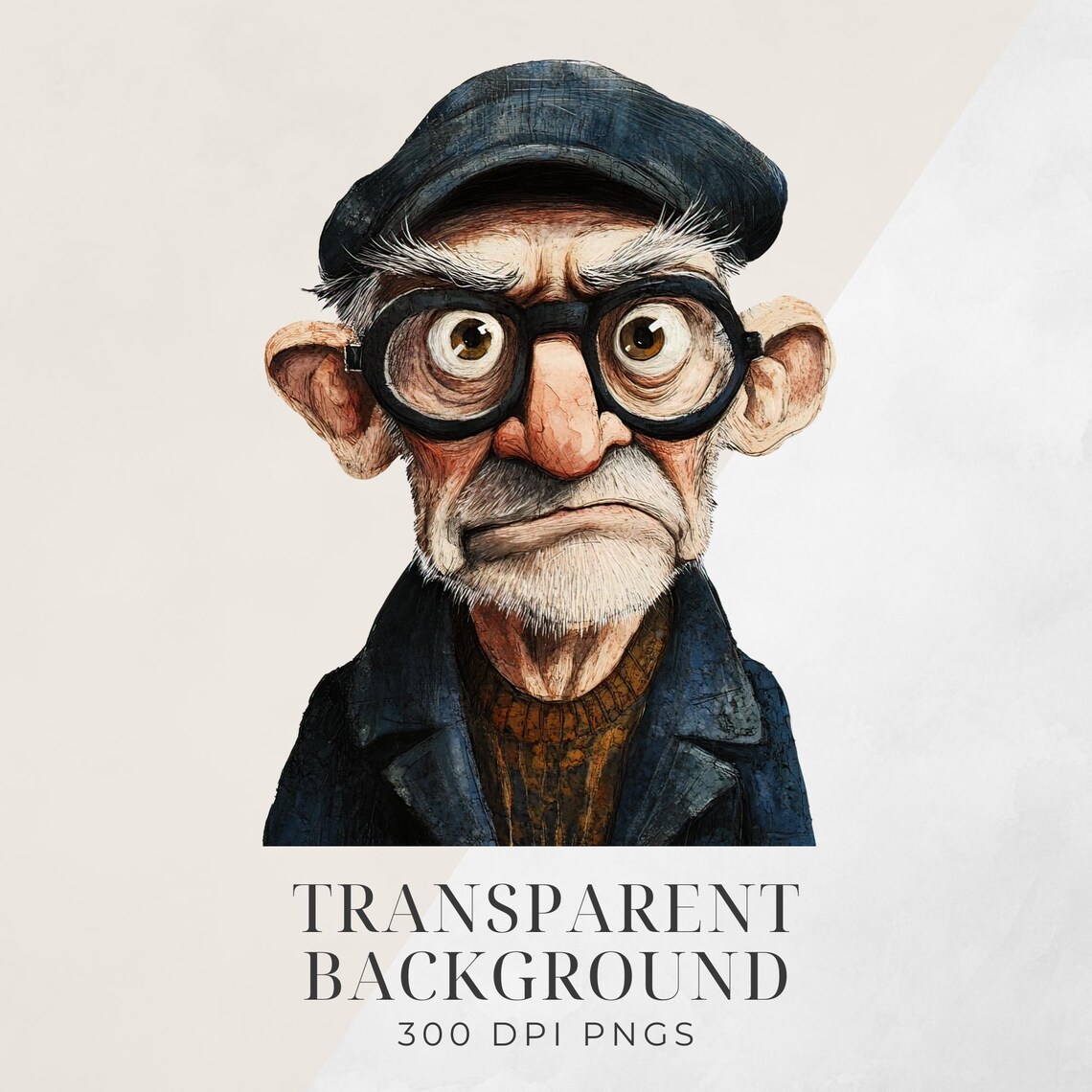 Grumpy Old Man Clipart PNG Bundle: Funny Senior Art for Crafts & Cards ...