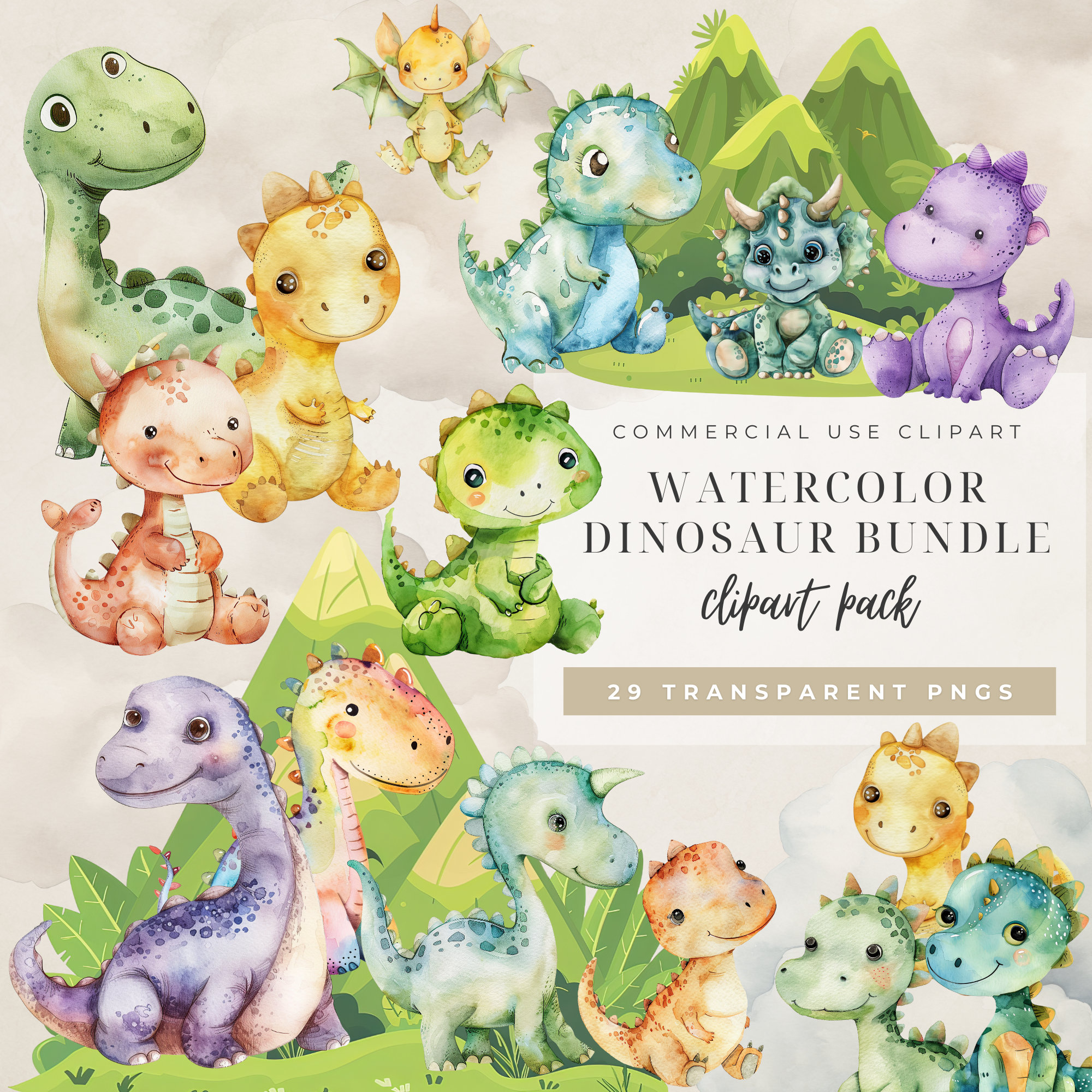 Adorable Dino Clipart Bundle: Perfect for Nursery Decor and DIY ...