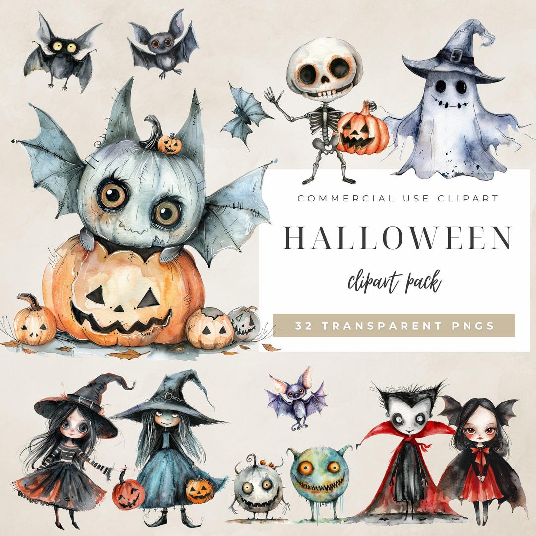 Spooky Halloween Clipart | Vampires, Witches, Ghosts & Skeletons ...