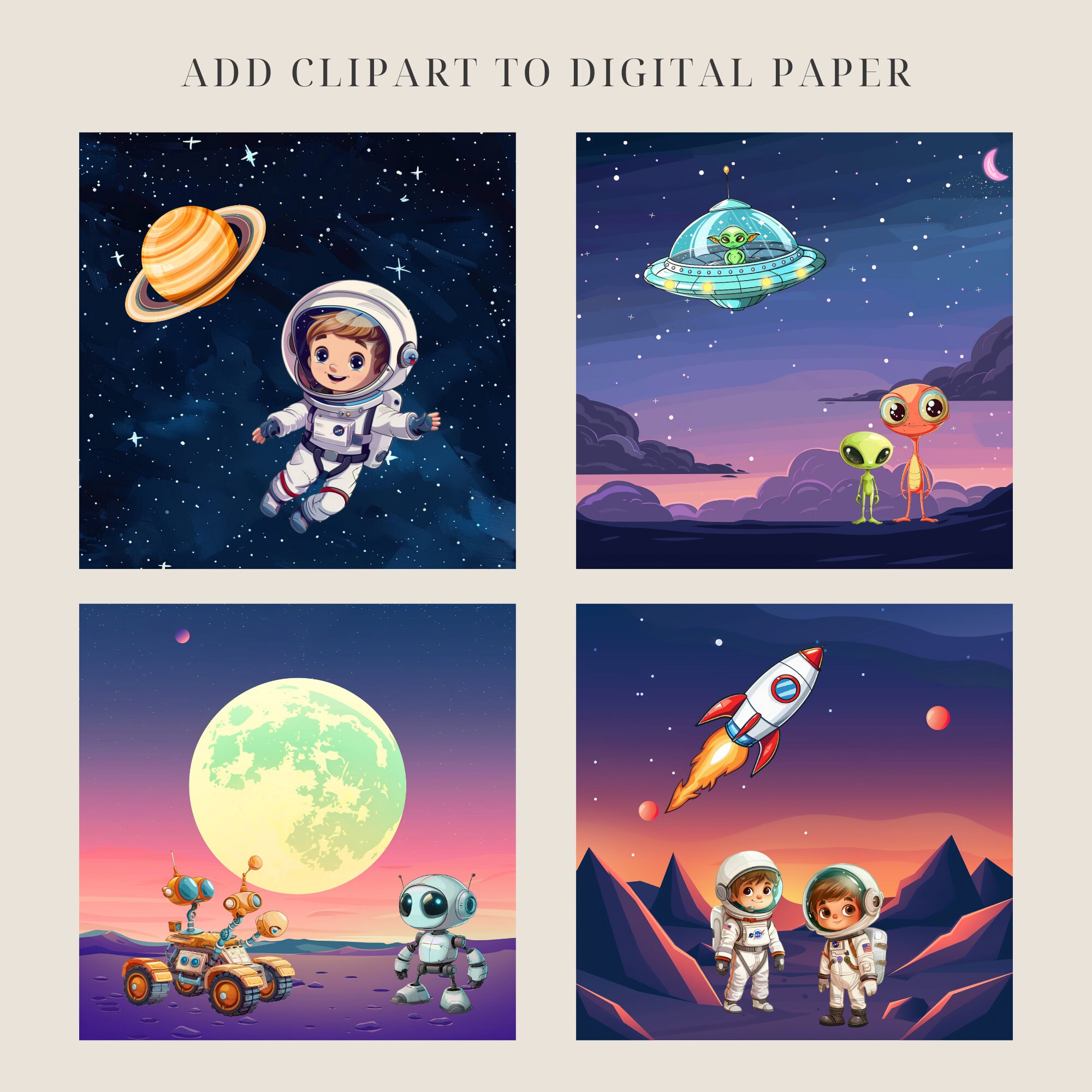 Astronaut Space-themed Clipart - Ufos, Aliens, Rockets, for ...