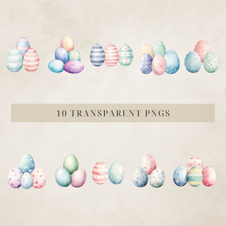 Boho Pastel Watercolor Easter Eggs Clipart PNG, Spring Graphics ...