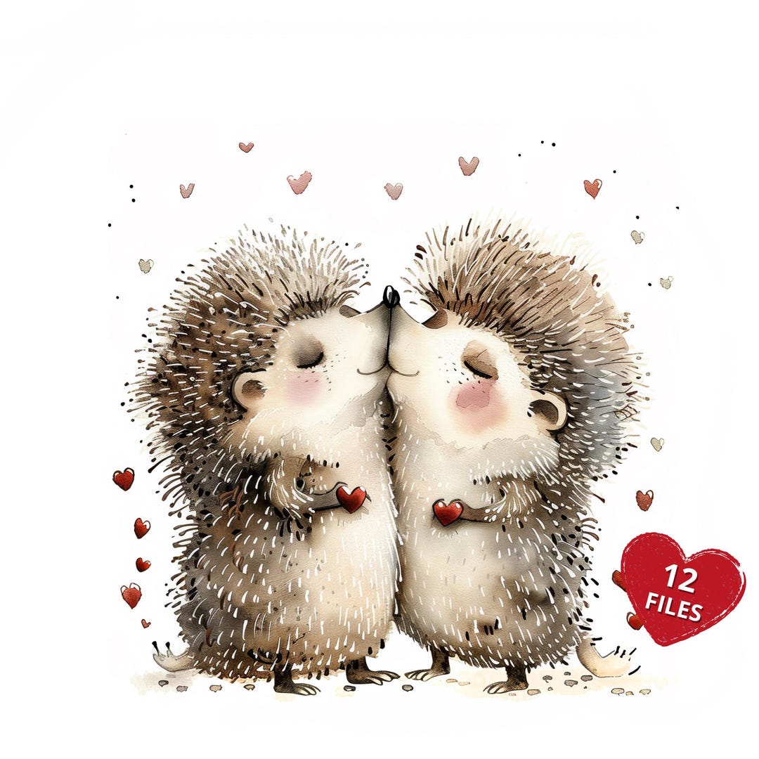 Valentine Hedgehogs Clipart PNG, Watercolor Hedgehog Couple, Valentines ...