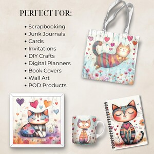 Quirky Whimsical Love Cats Clipart Valentines Day Cat PNG Card Making ...