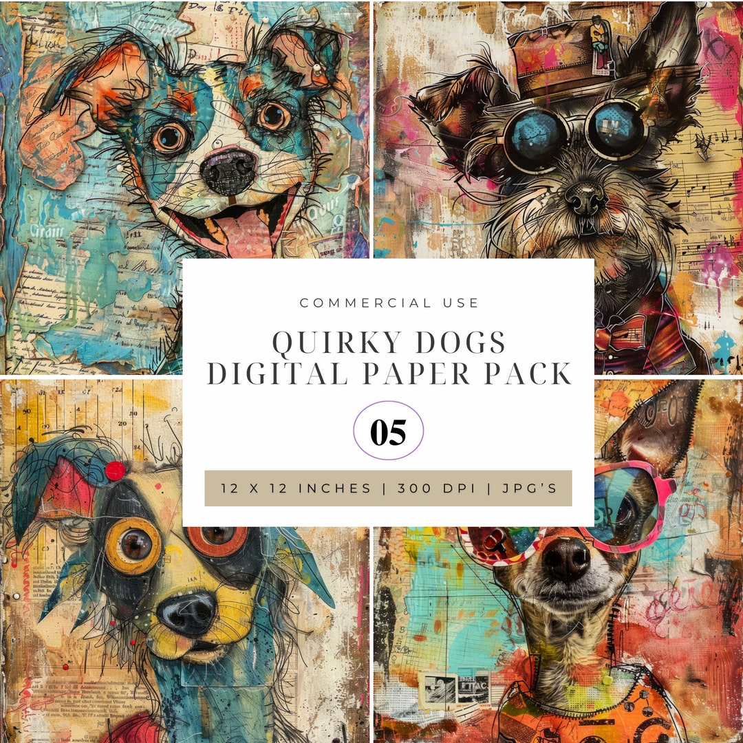 Quirky Mutt Dog, Quirky Dog, Junk Journal Dog, Junk Journal Quirky Dogs ...