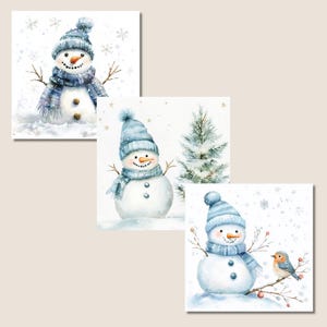 Watercolor Blue Snowman Digital Paper Winter Wonderland Clipart ...