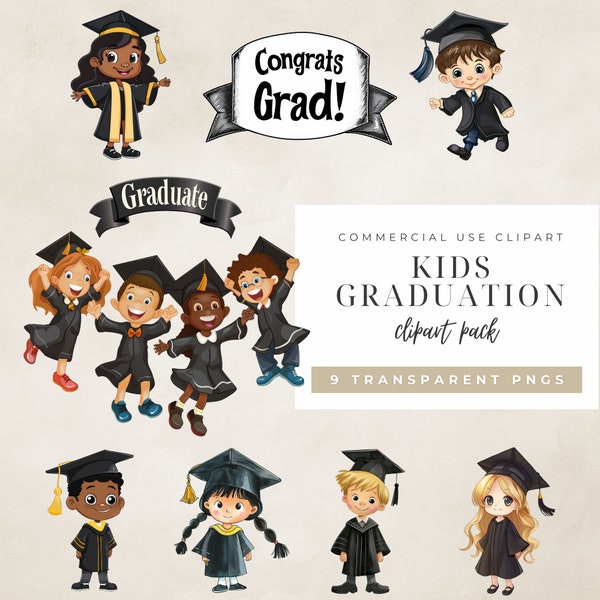 Graduation Clipart Kids - Etsy