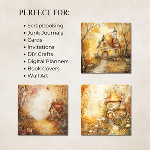 Autumn Fairy House Digital Paper | Watercolor Fairy Houses | Magical ...