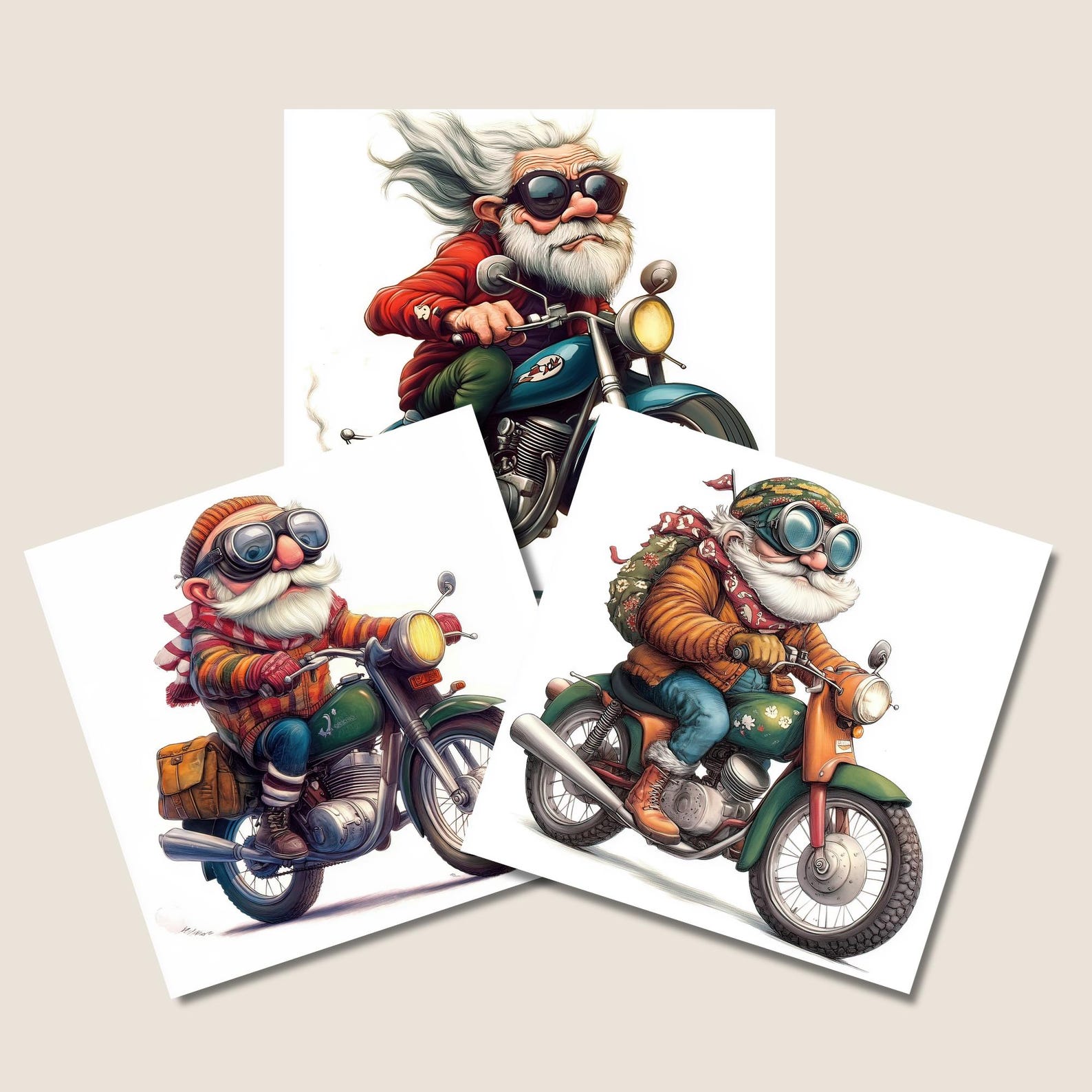 Funny Old Man Motorcycle Clipart | Quirky Biker PNG for Cards ...