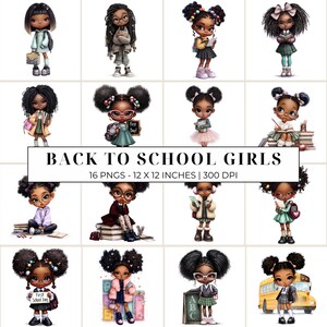 African American Girl Clipart: Watercolor PNG for School, DIY ...