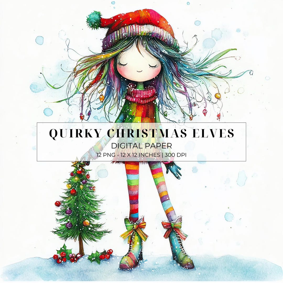 Whimsical Christmas Girl Elf Clipart: Holiday Elves PNG for DIY Crafts ...