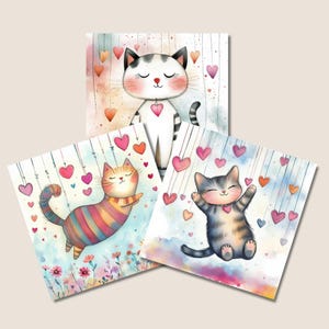 Quirky Whimsical Love Cats Clipart Valentines Day Cat PNG Card Making ...
