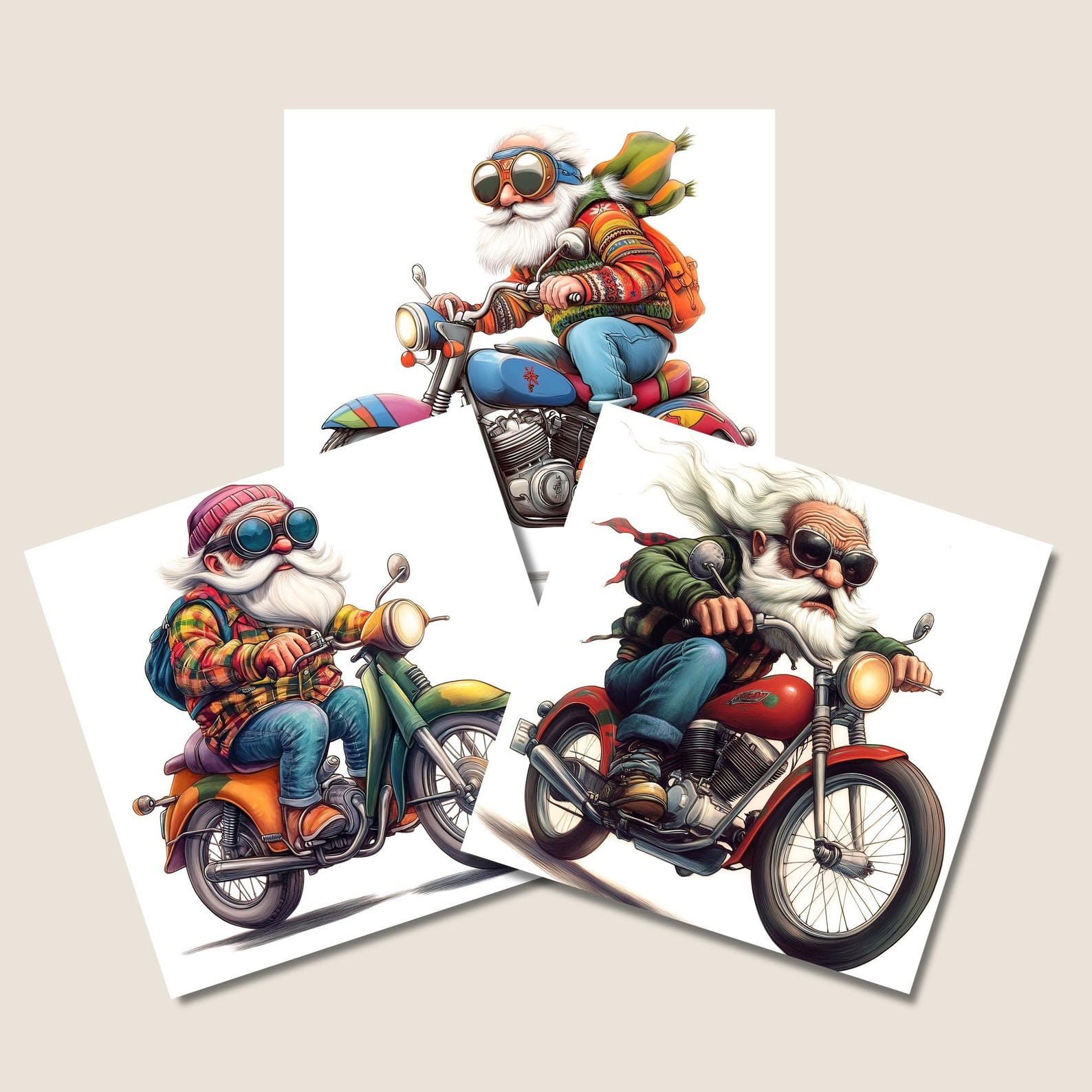 Funny Old Man Motorcycle Clipart | Quirky Biker PNG for Cards ...