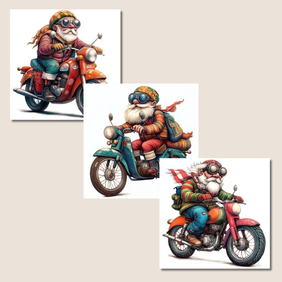 Funny Old Man Motorcycle Clipart | Quirky Biker PNG for Cards ...