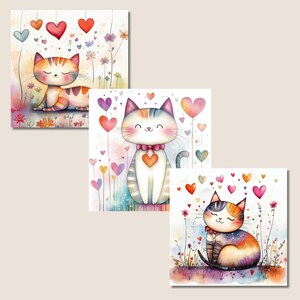 Quirky Whimsical Love Cats Clipart Valentines Day Cat PNG Card Making ...