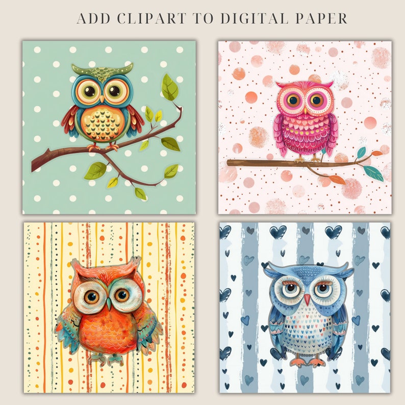 Whimsical Owl Clipart Set: for Nursery Decor, DIY Crafts, Scrapbooking ...