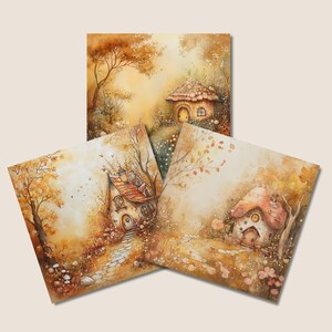 Autumn Fairy House Digital Paper | Watercolor Fairy Houses | Magical ...