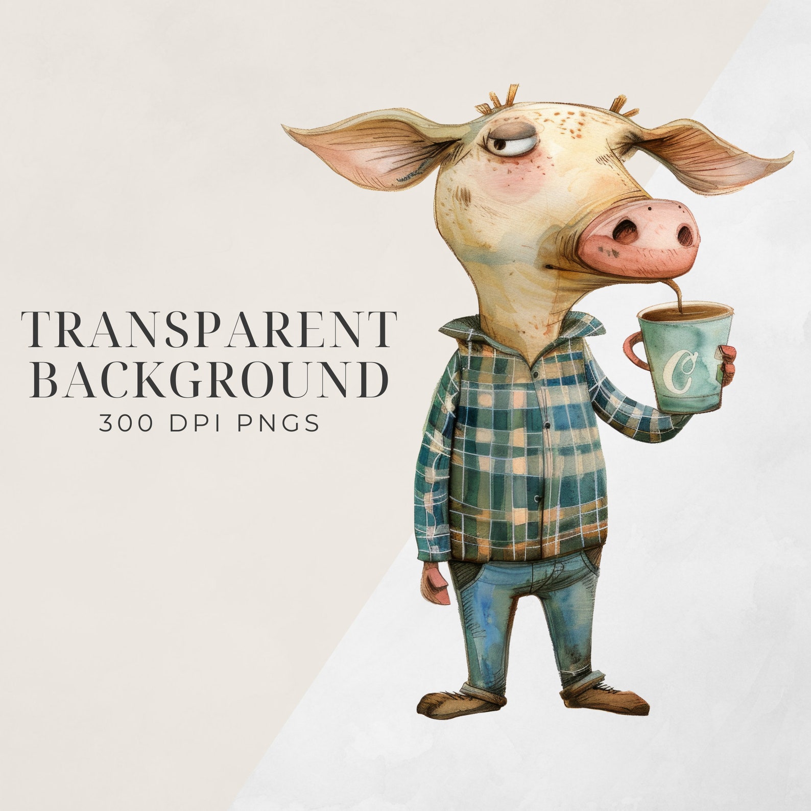 Quirky Animals Drinking Coffee, Animals Drinking Coffee Png, Coffee ...