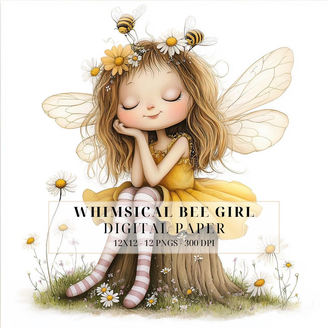 Watercolor Bee Fairy Girls Clipart | Bumble Bee Fairies PNG Bundle ...