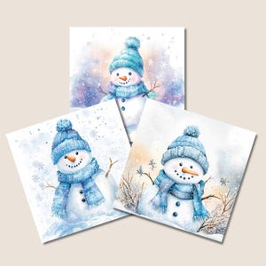 Watercolor Blue Snowman Digital Paper Winter Wonderland Clipart ...