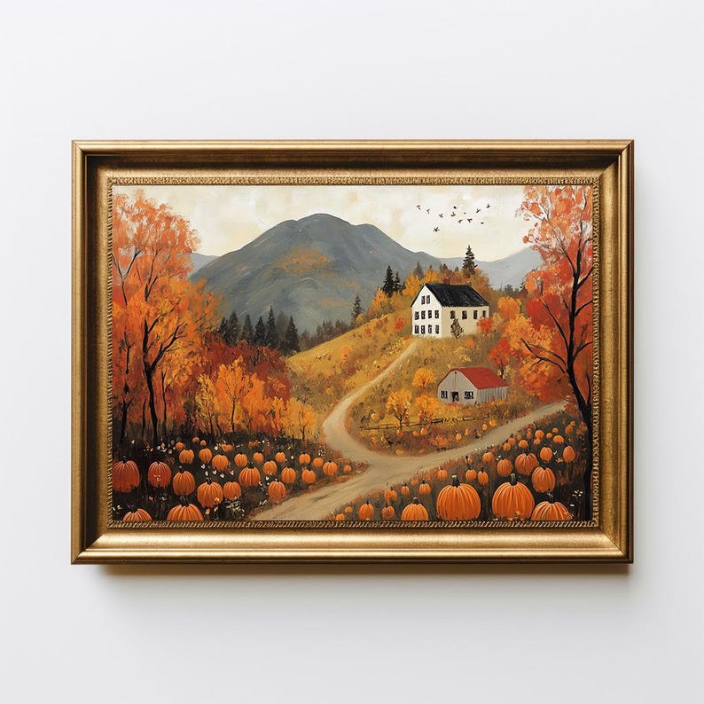 Fall Mountain Landscape TV Art, Pumpkin Spice Foliage Scenery (digital ...
