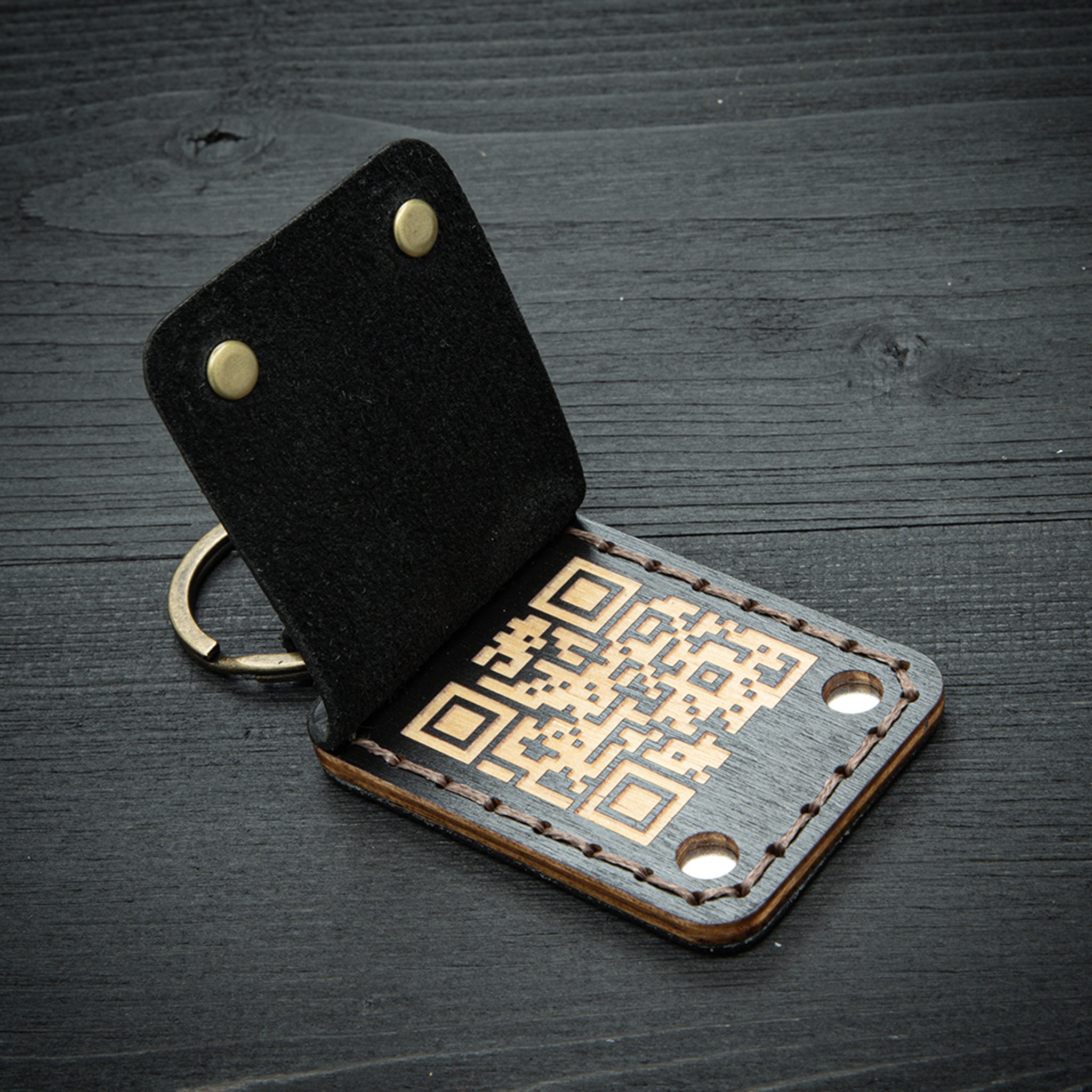 Leather Bitcoin Lightning Keychain // Personalized Engraved QR Code and ...