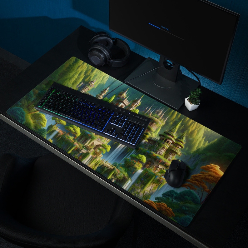 Verdant Enclave Desk Mat, Gaming Mouse Pad, Custom Mouse Pad, Mouse Mat ...