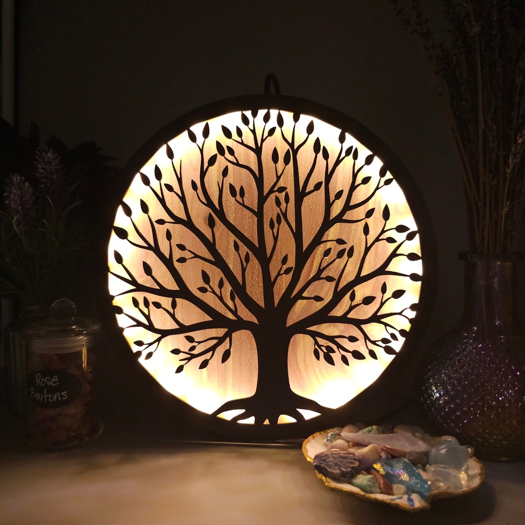 Custom Made Tree of Life Wall Light | Table Lamp, Red Cedar Decorative ...