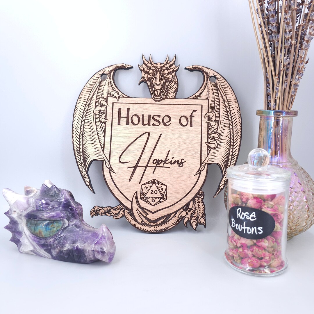 House of , Dragon Personalized Wooden Door Hanger Sign, Dungeons and ...