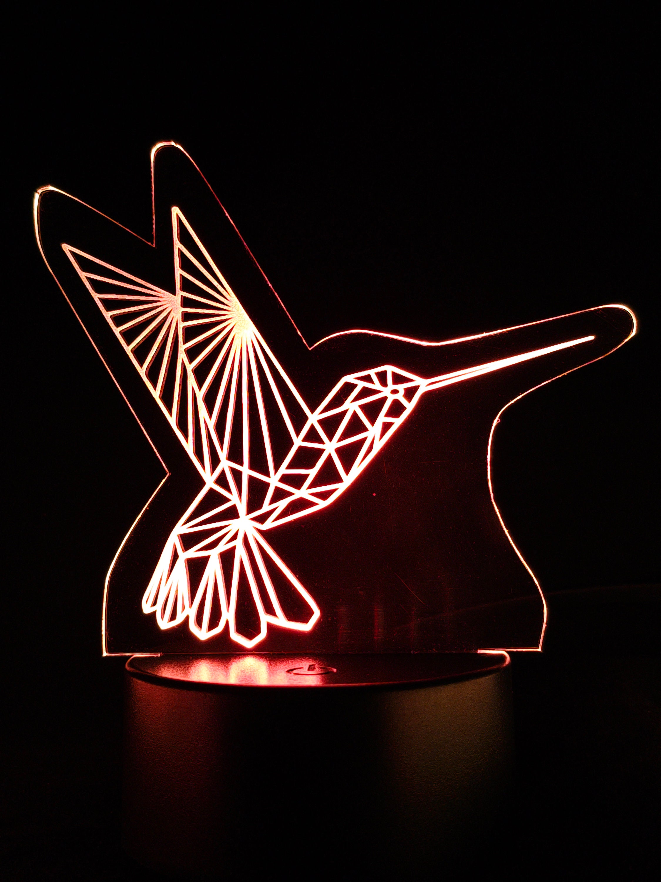 Color Changing LED Night Light Stand With Geometrical Hummingbird ...