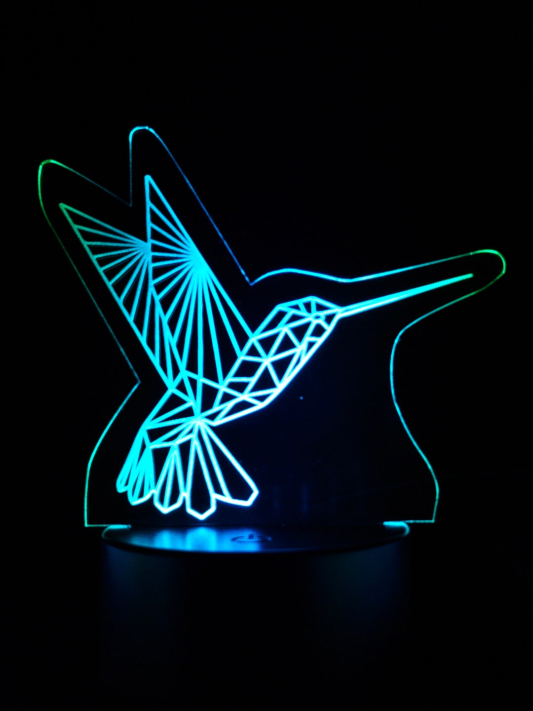 Color Changing LED Night Light Stand With Geometrical Hummingbird ...