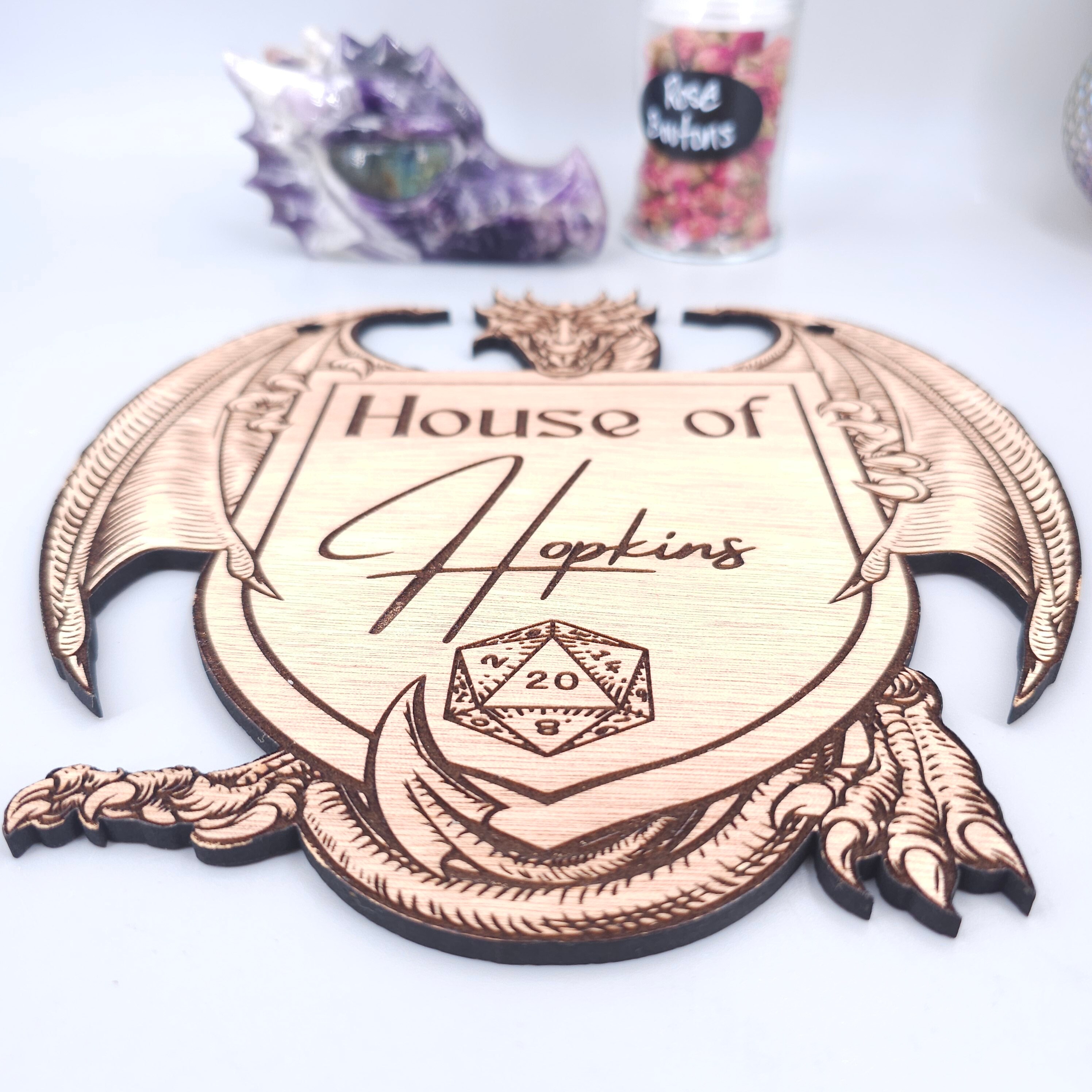 House of , Dragon Personalized Wooden Door Hanger Sign, Dungeons and ...